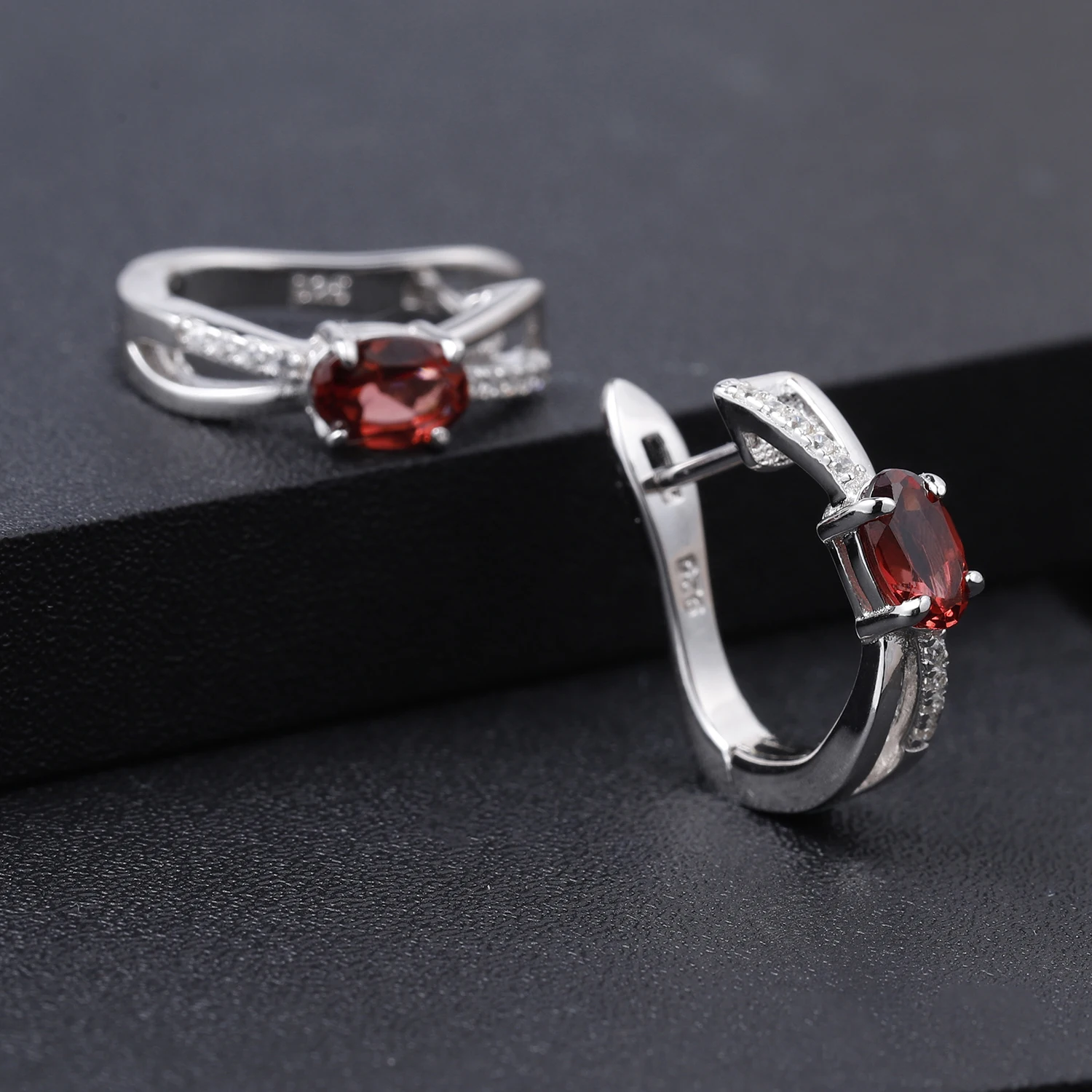 GEM'S BALLET 1.14Ct Natural Red Garnet Classic Clip Earrings For Women ...