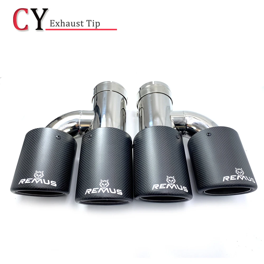 1Pair-H-Style-Dual-Matte-Carbon-Fiber-Exhaust-Tip-Universal-Stainless ...