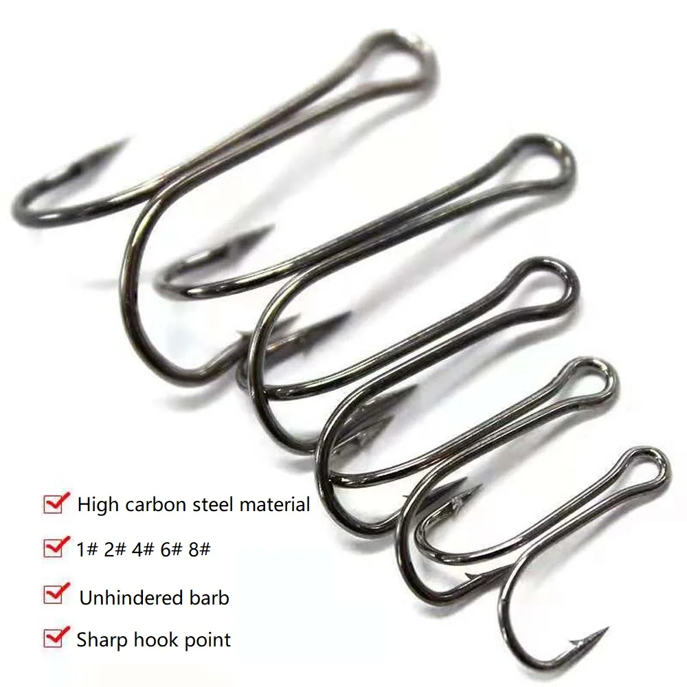 10pcs-lot-Long-Shank-Double-Hook-Fly-Tying-Fishing-hooks-Weedless-Duple ...