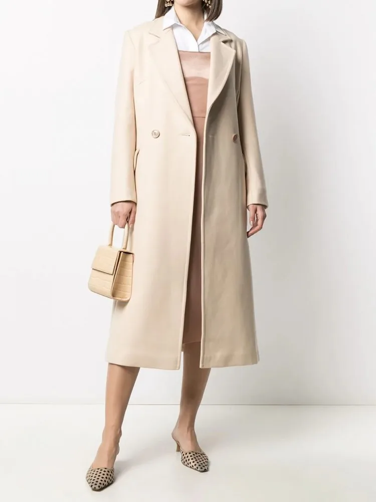 Winter Beige Elegant Wool Coat | Long Wool Blend Coat Beige | Beige ...