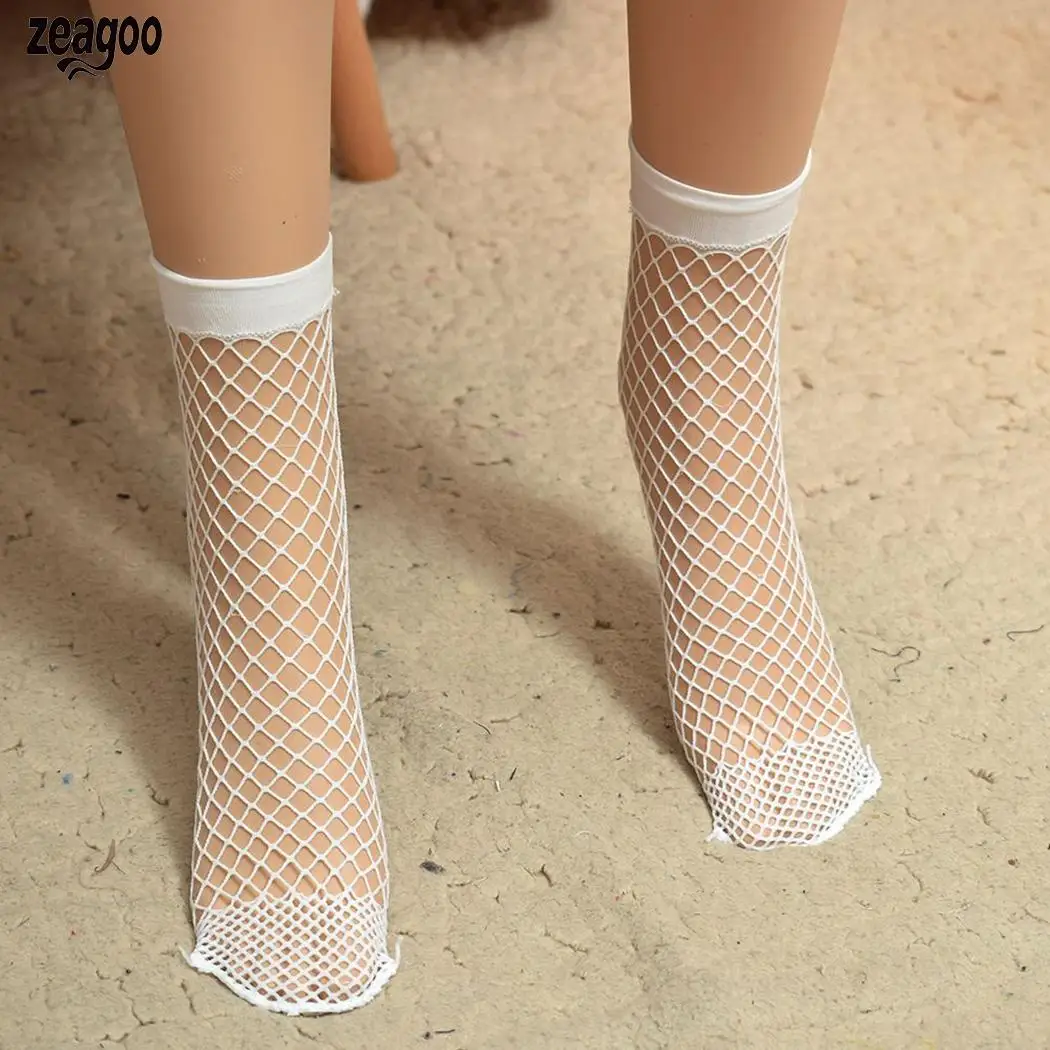 Fashion Women Fishnet Socks Breathable Mesh Solid Casual Casual Hollow ...