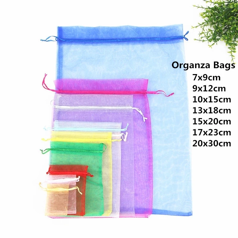25/50pcs 7x9 10x15 13x18CM Organza Bag Jewelry Gift Bags Wedding Party ...