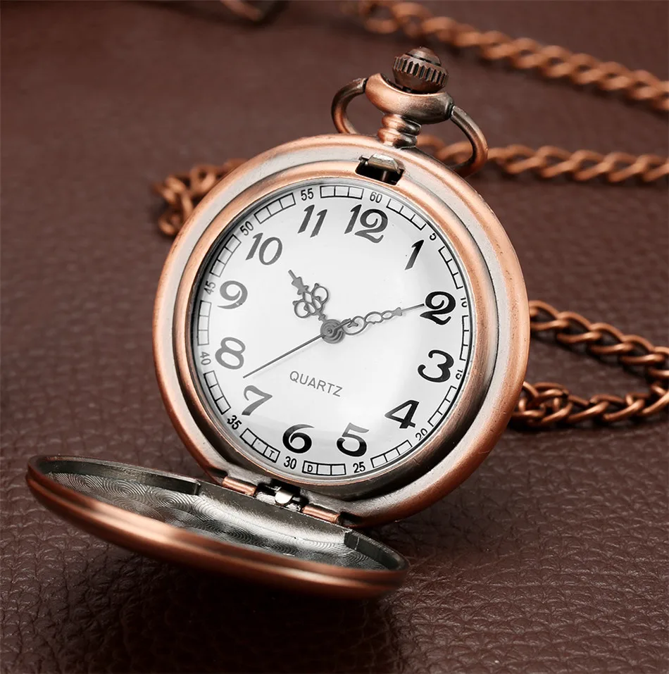 Reloj-de-bolsillo-Vintage-de-cobre-rojo-cron-grafo-colgante-de-cadena ...