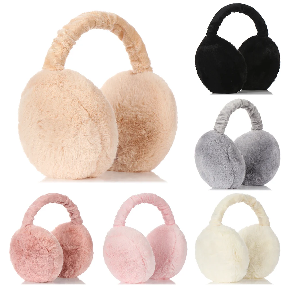 Soft Plush Ear Warmer Winter Warm Earmuffs for Women Men Fashion Solid ...