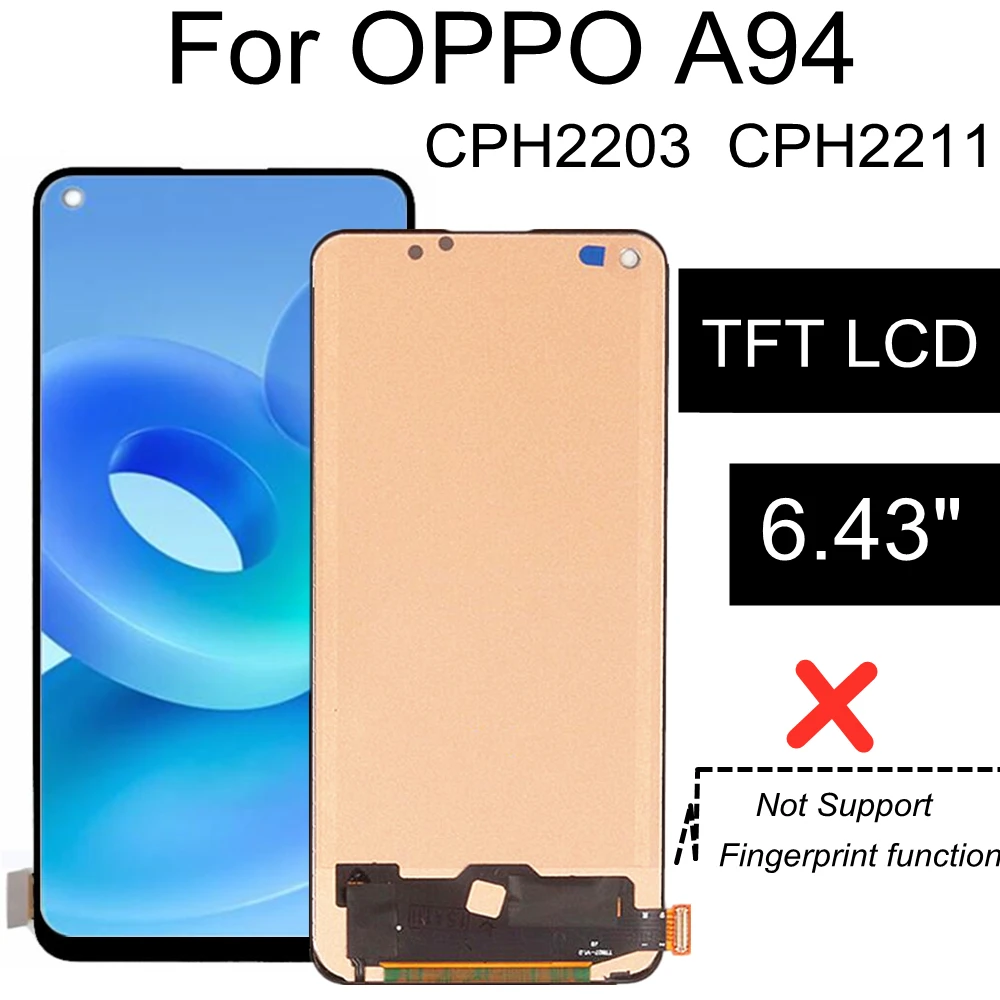 LCD TFT 6.43 "untuk OPPO A94 5G CPH2211 Tampilan LCD Layar Sentuh ...