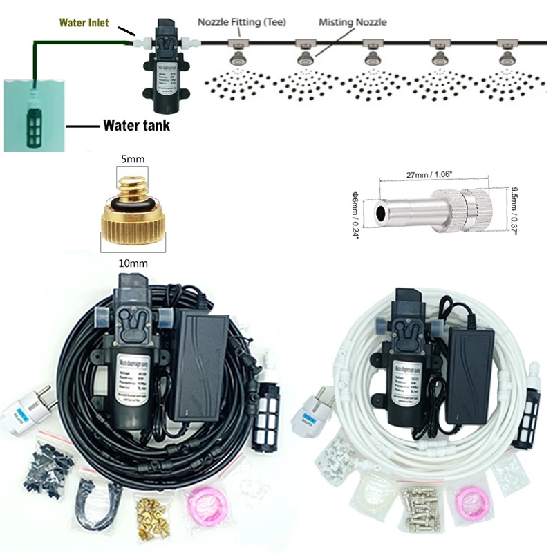 Garden Water Mist Spray Electric Diaphragm Pump Kit Greenhouse ...