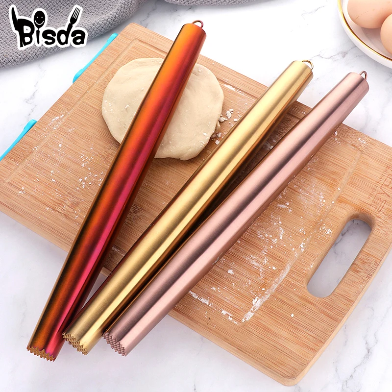 Double Tip Rolling Pin Kitchen Utensils Cookies Roller Gold Noodle ...