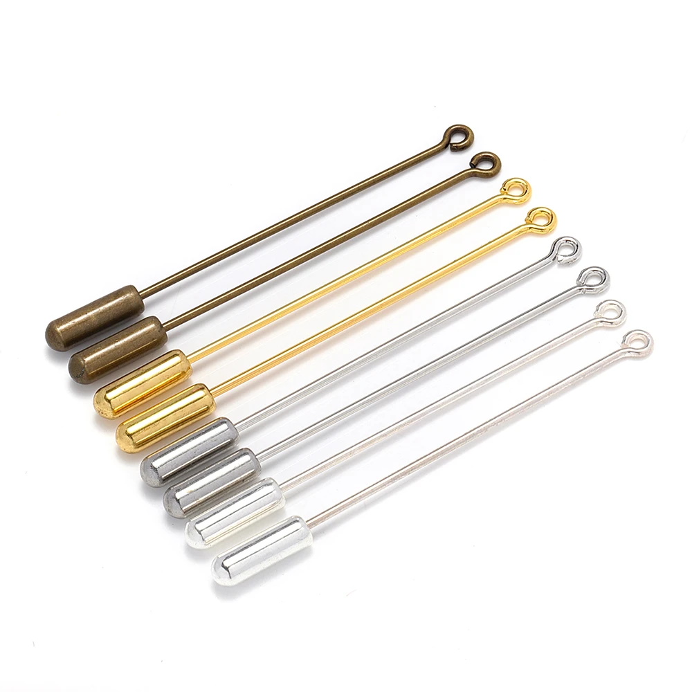 20pcs Safety Long Brooch Pins Gold/antique Bronze Loop Eye Brooch Pin ...