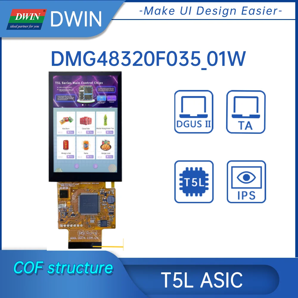 DWIN 3.5 Inches 320*480 Resolution, 262K colors, IPS TFT LCD, Wide Viewing Angel COF Structure ...