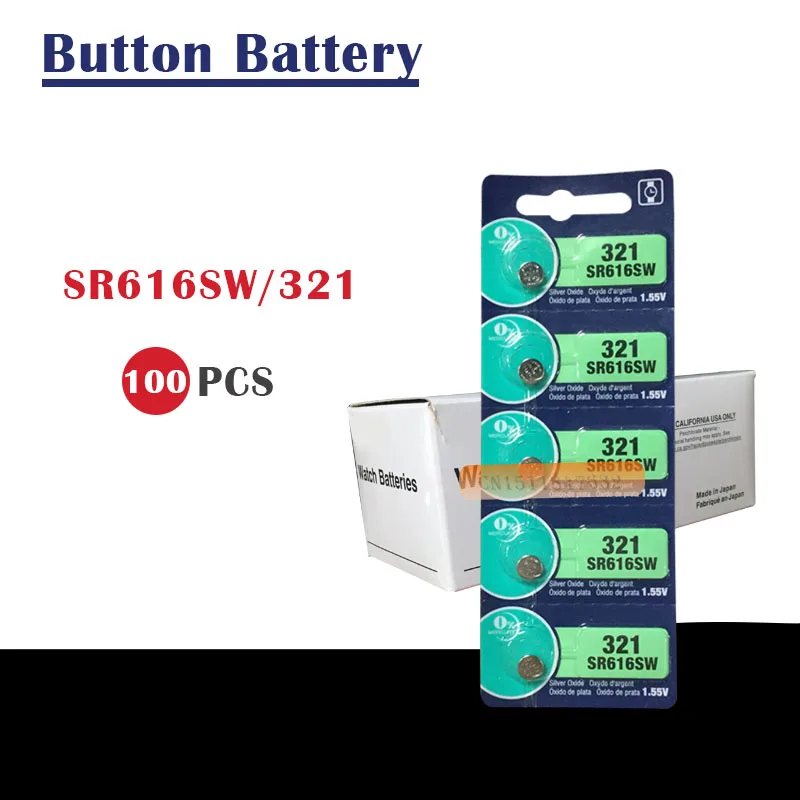 100pcs 321 SR616SW SR616W Cell Button Batteries Silver Oxide men ladies ...