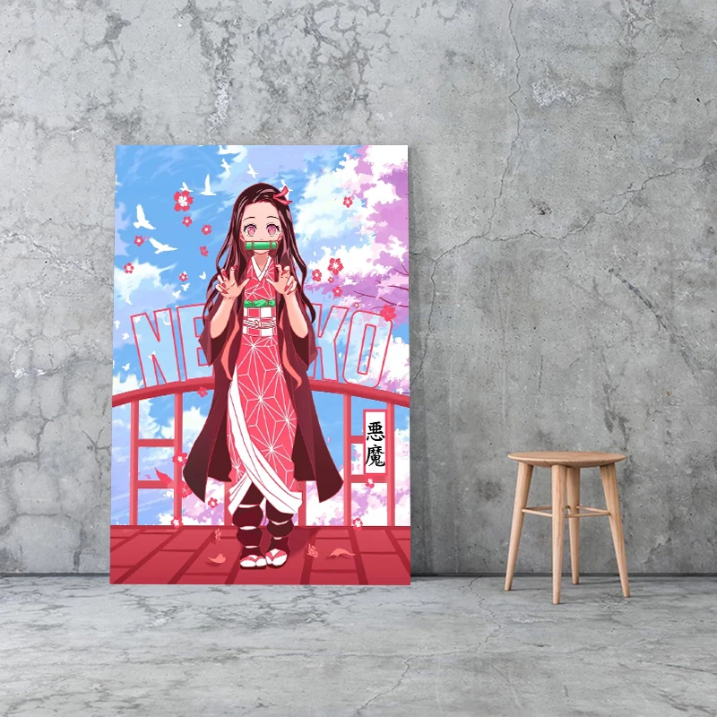 Watercolor-Nezuko-Kamado-Demon-Slayer-Anime-Picture-Wall-Art-Canvas ...