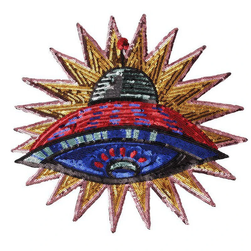 New-Large-UFO-Patch-Space-Alien-Patches-Sewing-Embroidered-Applique-for ...