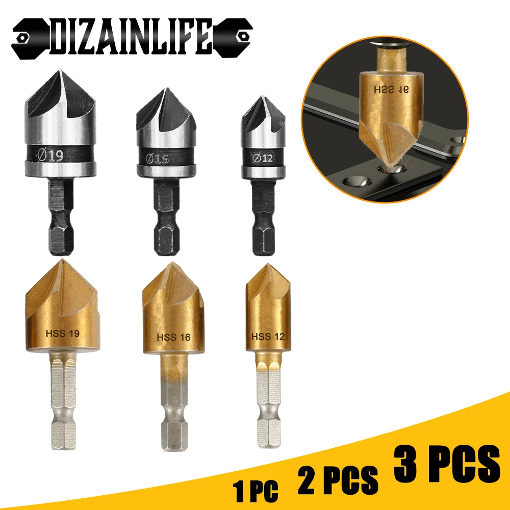 HSS Hex 90 Degree Chamfering Tool Bit Chamfer Drill for Soft Metal High ...