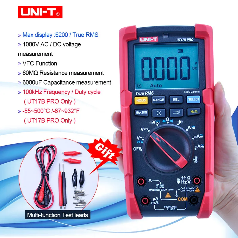 UNI-T-UT15B-Pro-UT17B-Pro-True-RMS-Auto-Range-Digital-Multimeter-Anti ...