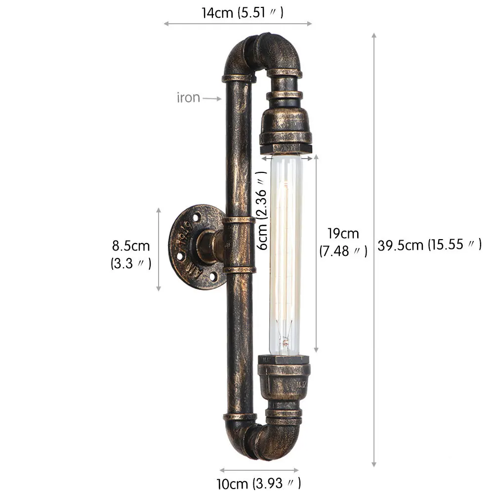 Vintage Industrial Metal Steampunk Water Pipe Wall Lamps