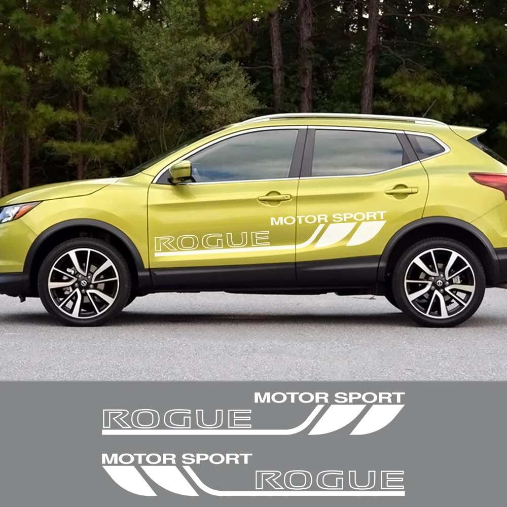 2PCS Car Door Side Trim PVC Stickers For Nissan Rogue Racing Decal Car ...