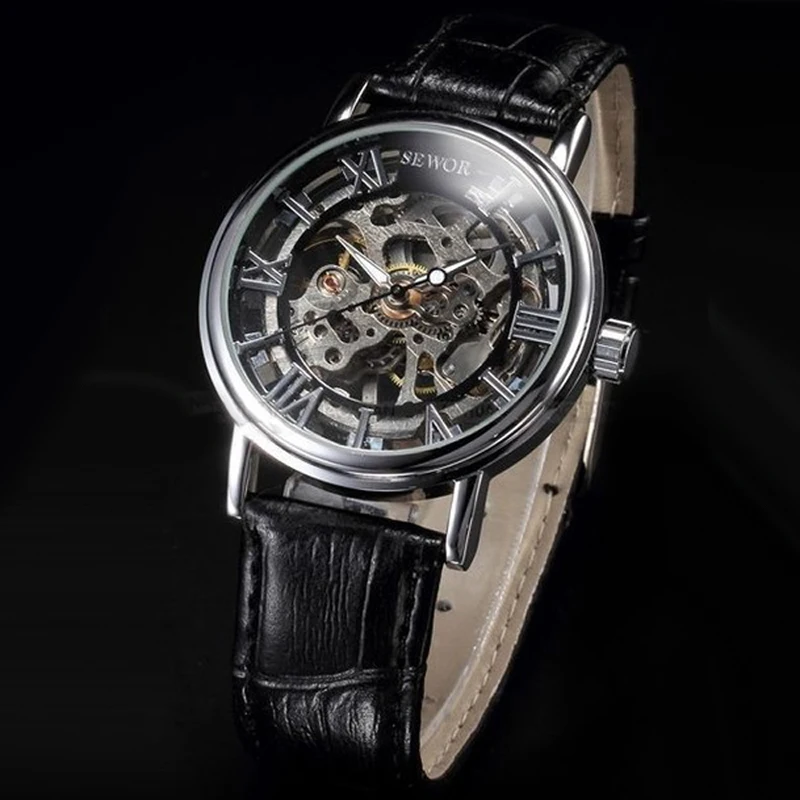 SEWOR Fashion Casual Man Watch Men Skeleton Watches Mechanical Hand ...
