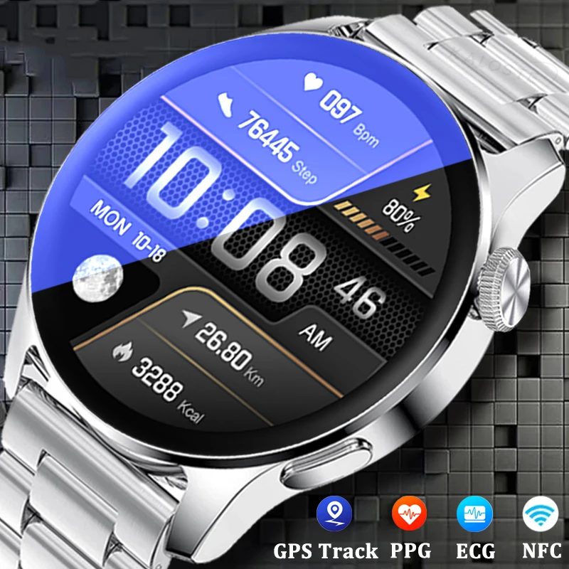 2022 New Nfc Smart Watch Men Bluetooth Call Sport Gps Track Smartwatch ...