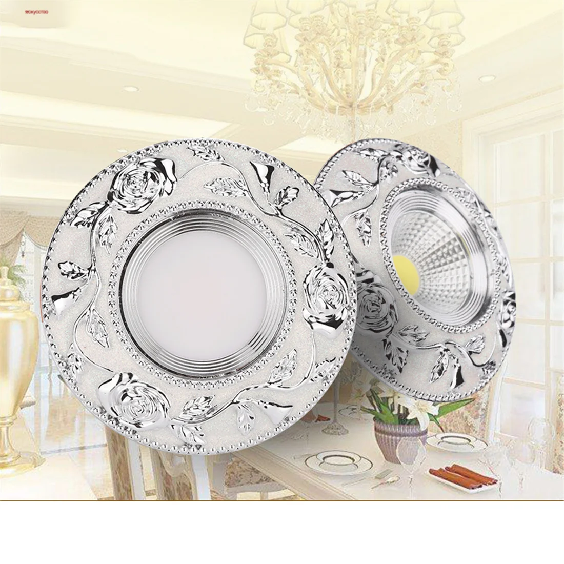 European-Round-Silver-Garland-Led-Downlights-3W-5W-7W-Cob-Adjustable ...