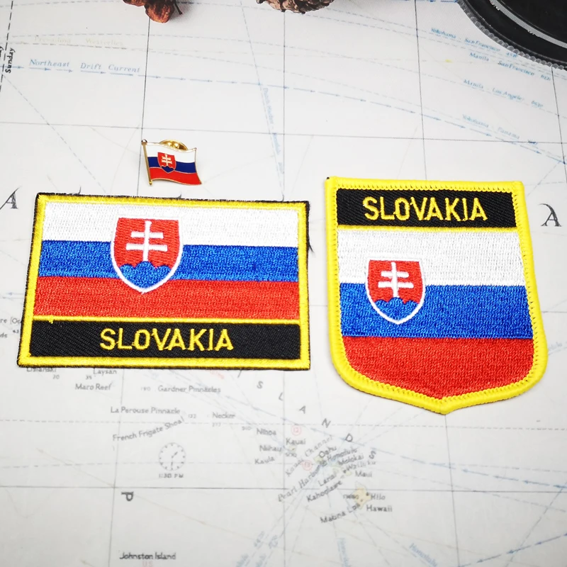SLOVAKIA National Flag Embroidery Patches Badge Shield And Square Shape ...