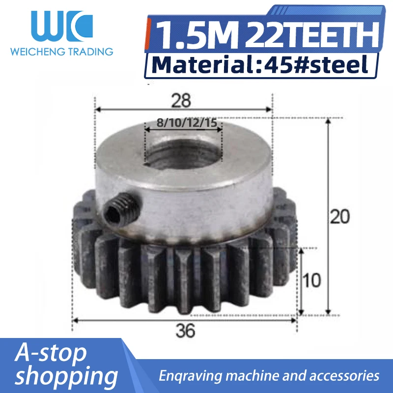 1pc-Gear-Pinion-1-5Mod-22T-Right-Teeth-45-Steel-Positive-Gear-Gears ...