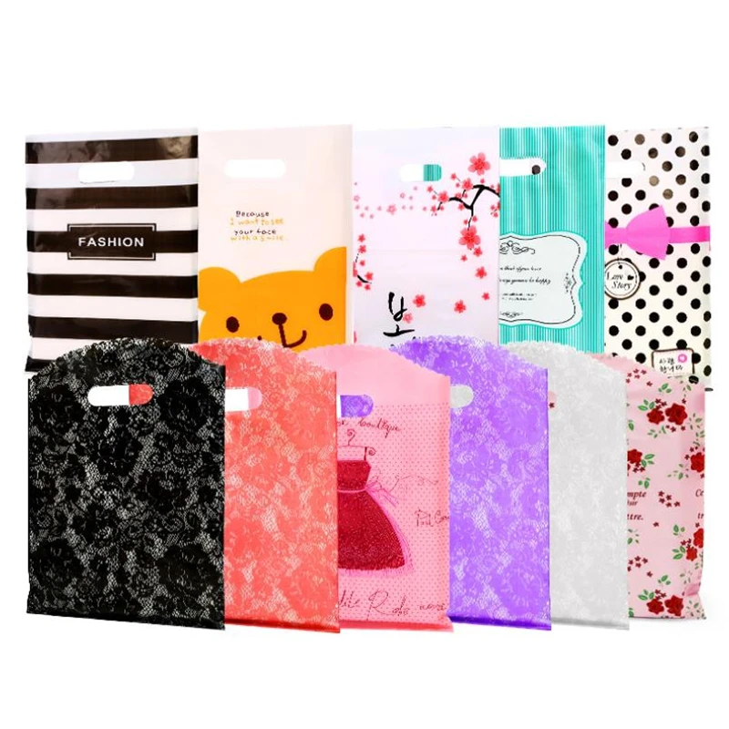 50pcs More Pattern Jewelry Plastic Bag With Handles 15x20cm Thick ...
