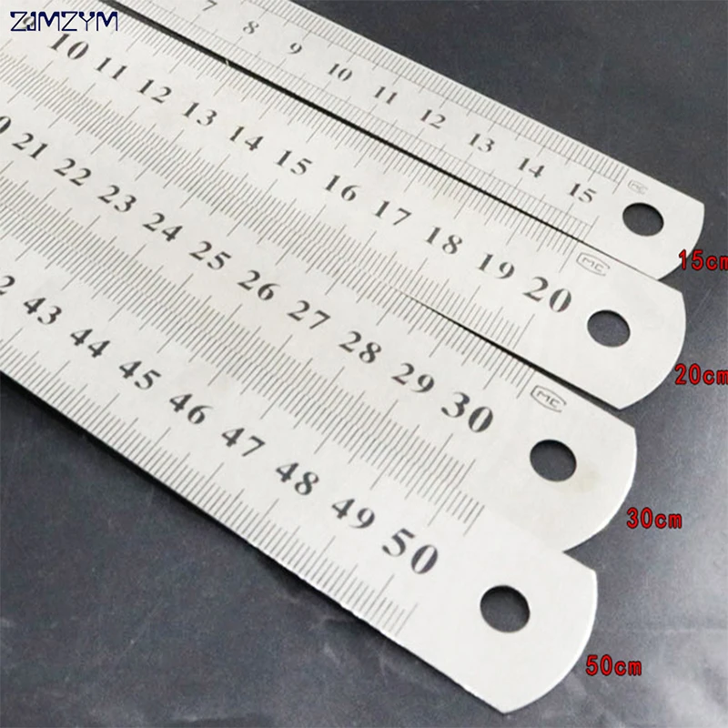 15/20/30/50cm Metric Ruler Stainless Steel Ruler Metal Straight Ruler ...