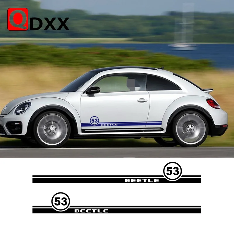 2pcs-Racing-Sport-Stripes-For-Volkswagen-Beetle-Car-Door-Side-Skirt ...