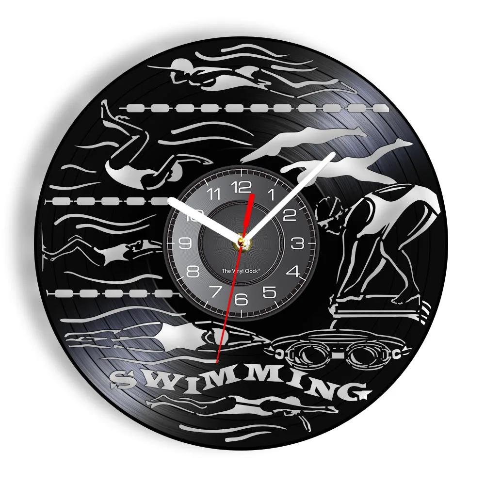 Home & Living Home Décor Vinyl Wall Clock Swimming Swimming Swimming ...