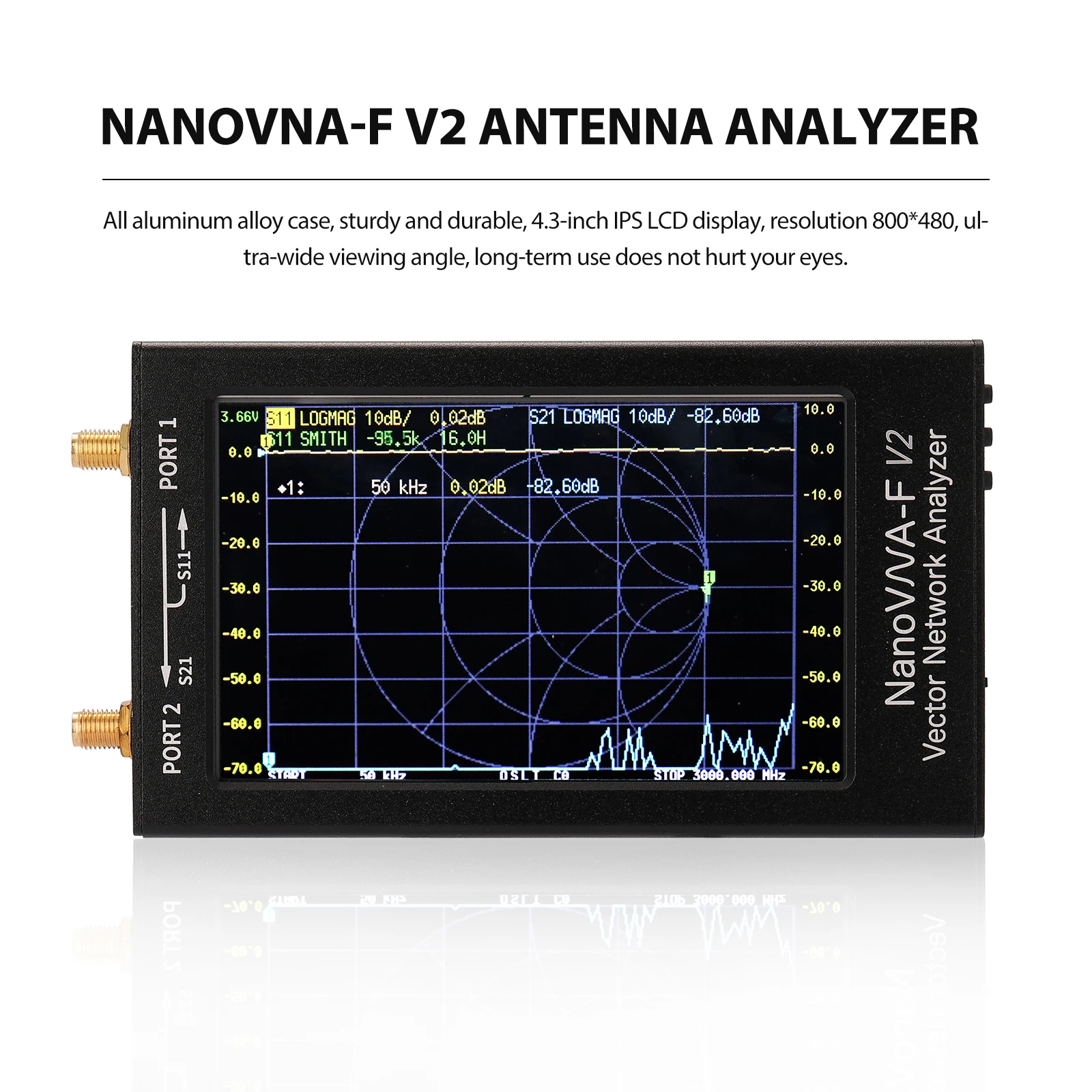 Nano VNA F V2 4.3 인치 IPS LCD 디스플레이 벡터 네트워크 분석기 S A A 2 안테나 분석기 단파 HF ...