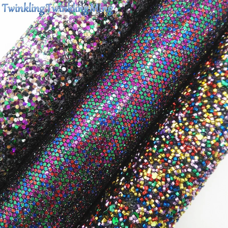 Green Purple Glitter Fabric, Chunky Glitter Leather Sheets Halloween ...
