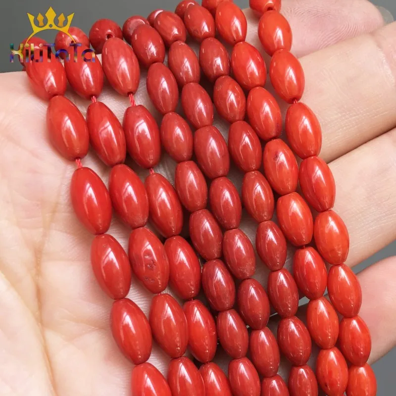 Natural-Stone-Rice-Shape-Red-Coral-Loose-Spacer-Beads-For-Jewelry-DIY ...