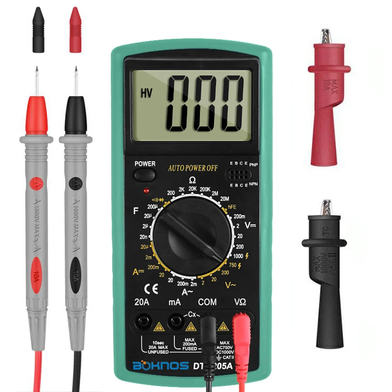Handheld Digital Multimeter AC DC Professional Transistor Tester Meter ...