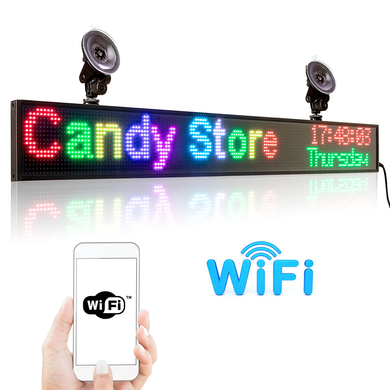 82cm Car LED Display Sign 12V P5 RGB LED Sign Screen WiFi Programmable ...