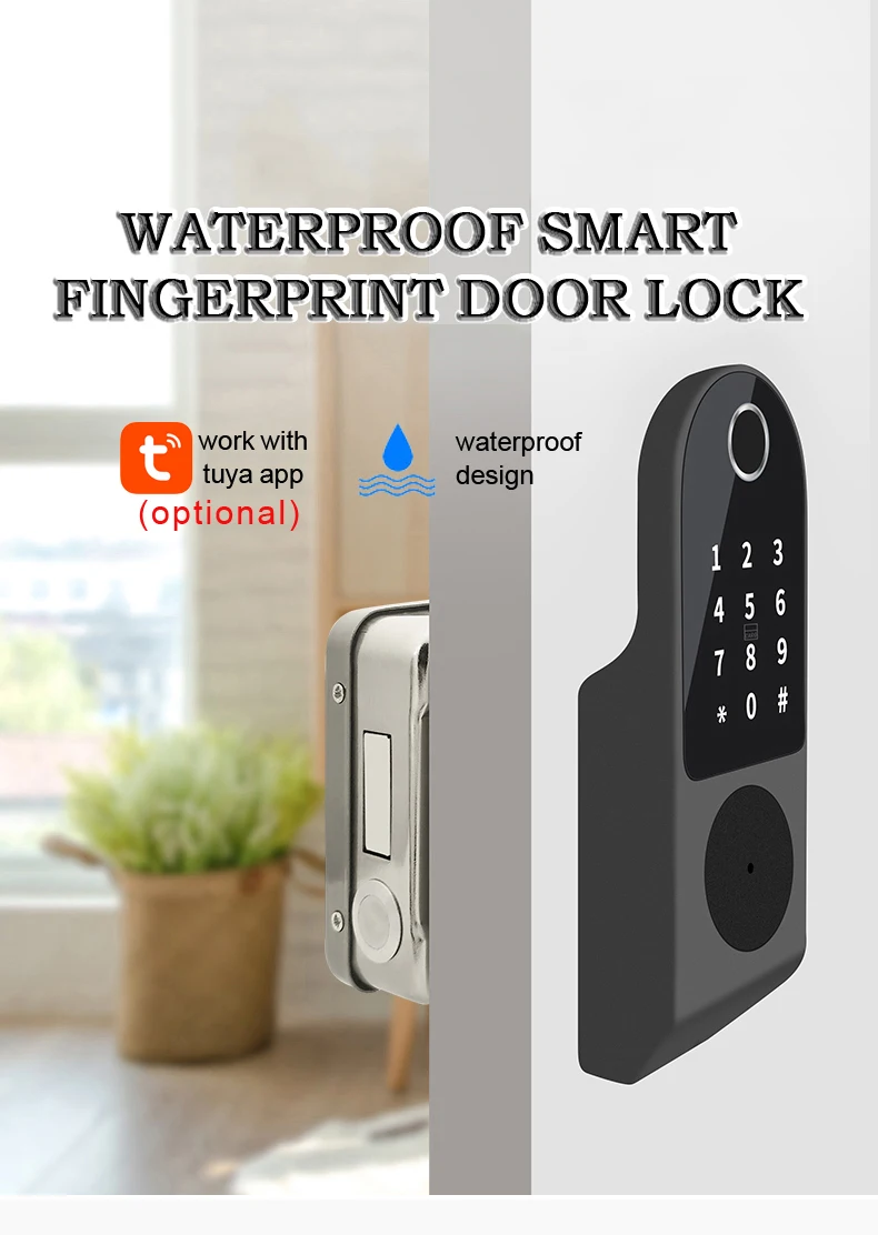 Smart home fingerprint password swipe cards electric lock anti theft ...