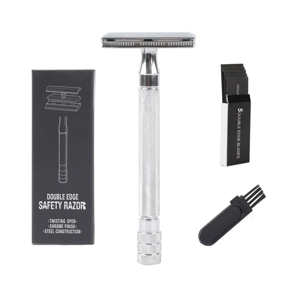 Mens Manual Shavers Classic Safety Razor Metal Razor With Brush And ...