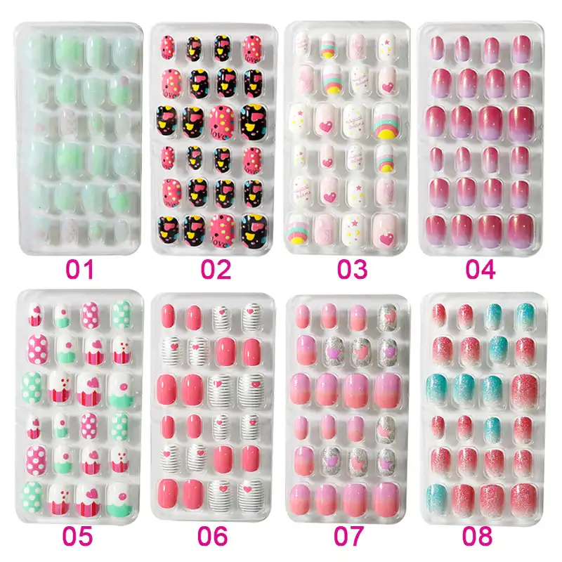 24PCS New Fashion Full Cover Fake Nail Ins Style Yellow Orange Shape ...