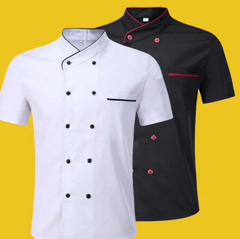 Cook Shirt Chef Coat Jacket Short Sleeve Restaurant Cook Clothes Baker ...