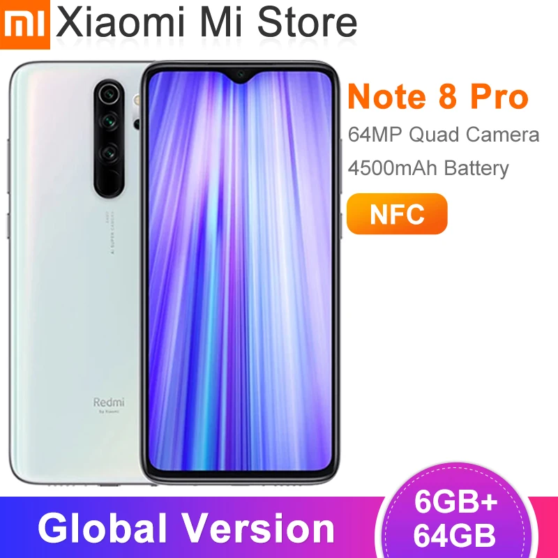 Xiaomi Redmi – Smartphone Note 8 Pro 6GB 64 GB, caméras de 64 MP, 6.53", Octa Core, batterie de ...