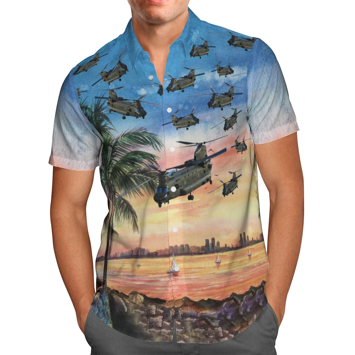 3d Printed Helicopter Shirt Hawaii Shirt Men Summer Fashion Short ...