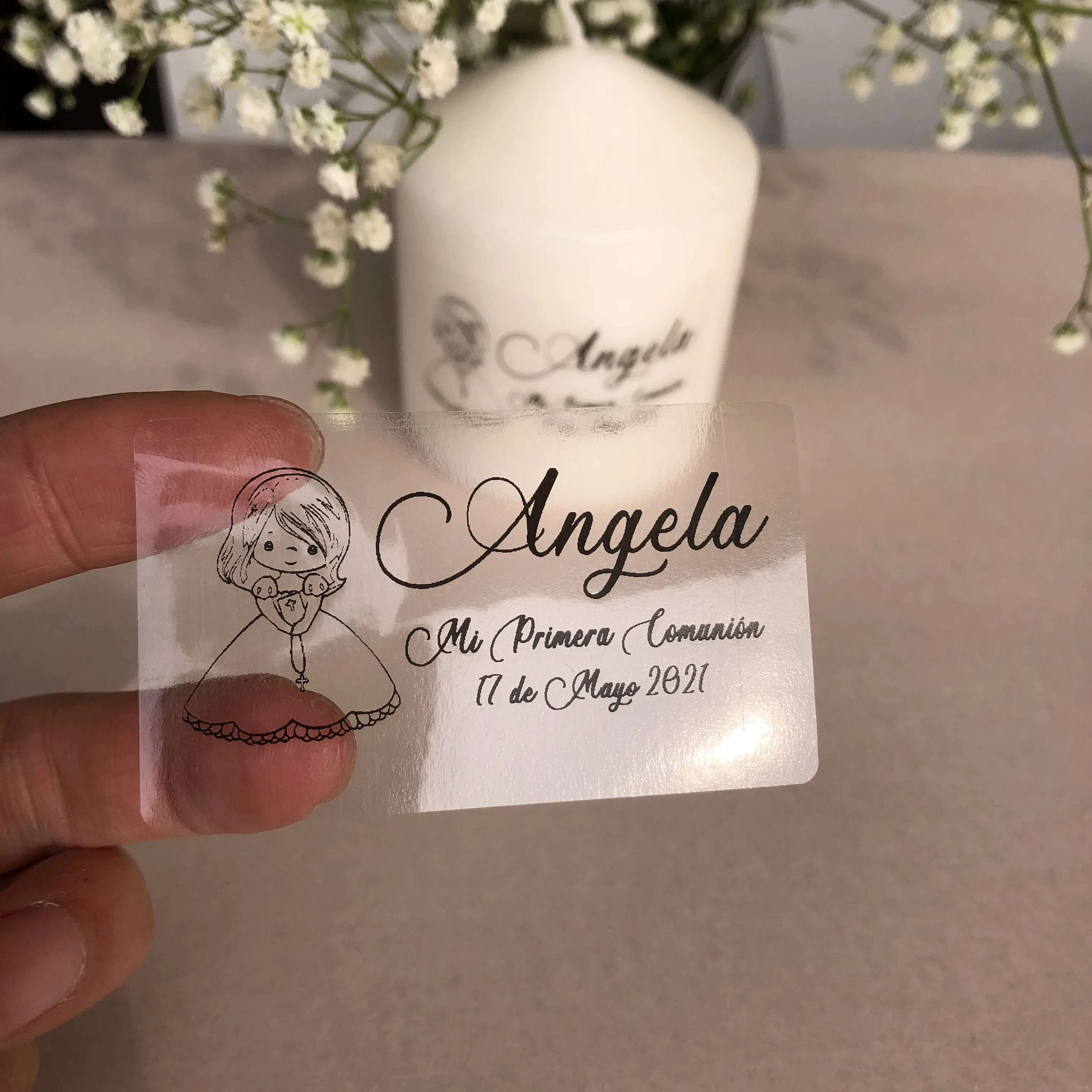 60 Mi Primera Comunion Stickers Personalized Name Girl My First Holy ...