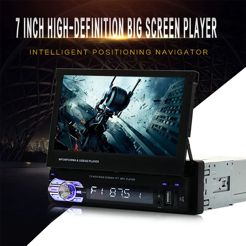 Auto MP5 reproductor FM/USB/AUX 1080P Bluetooth retráctil coche MP5 ...