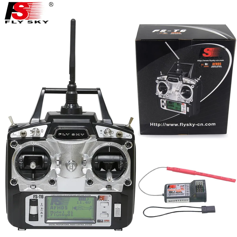 Flysky Fs T6 6ch 2.4g Lcd Screen Transmitter Remote Controller With R6b ...