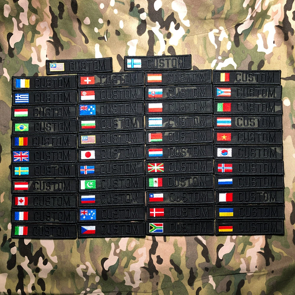 Black Multicam Flag Custom Name Tape Patch Hook And Loop Embroidery ...