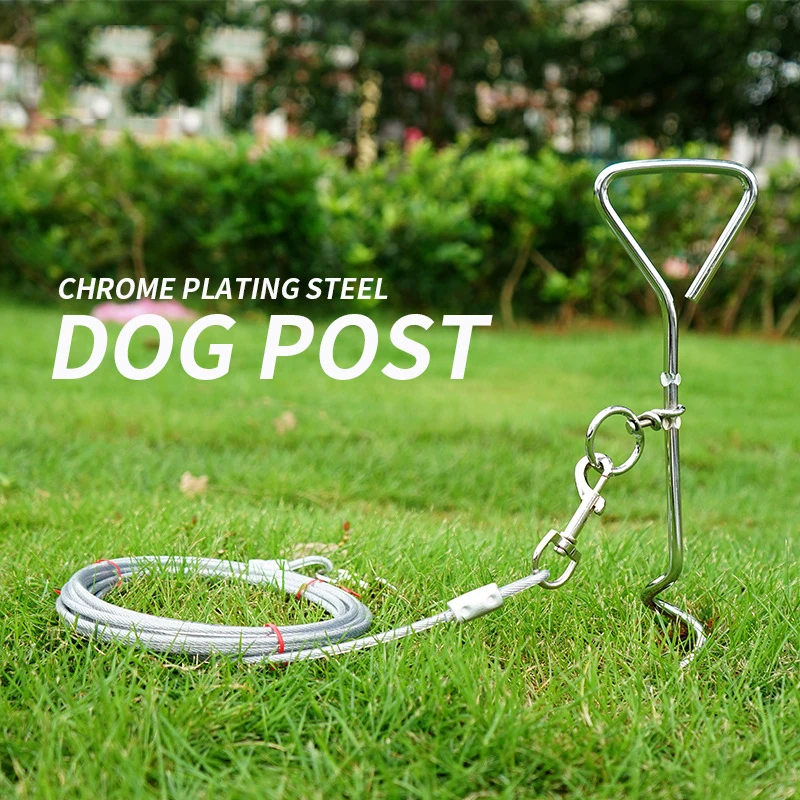 Dog Post Stainless Steel with 5M Leash And Wire Rope - NZshopsmart
