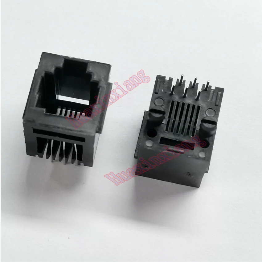 100pcs/Lot 52-6P6C RJ11 6P6C Femlae Jack/Socket Connector 180 Degree Vertical Black With Edge ...
