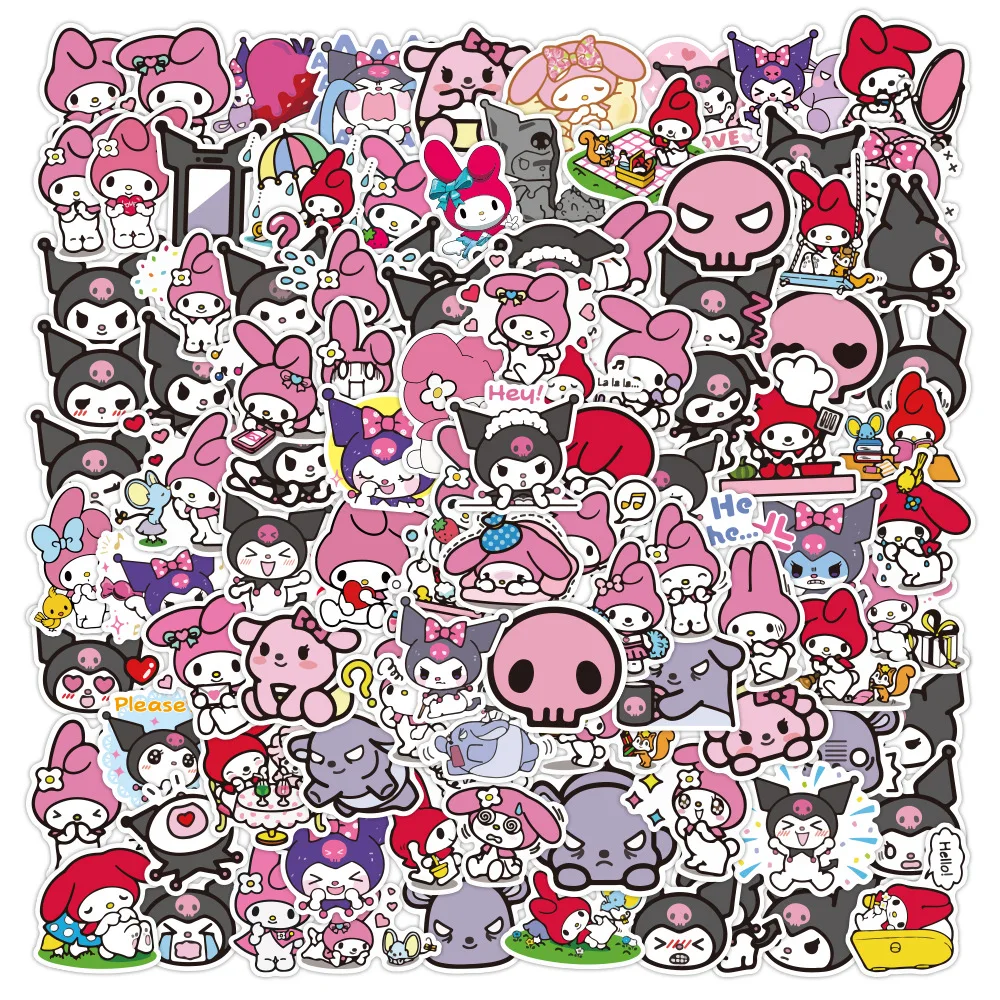 100Pcs Kawaii Sanrio Anime Stickers Aesthetic Cute My Melody Kuromi ...