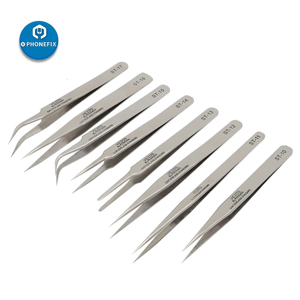 Stainless Steel Curved Tweezers Anti-static Forceps Precision Tweezers ...