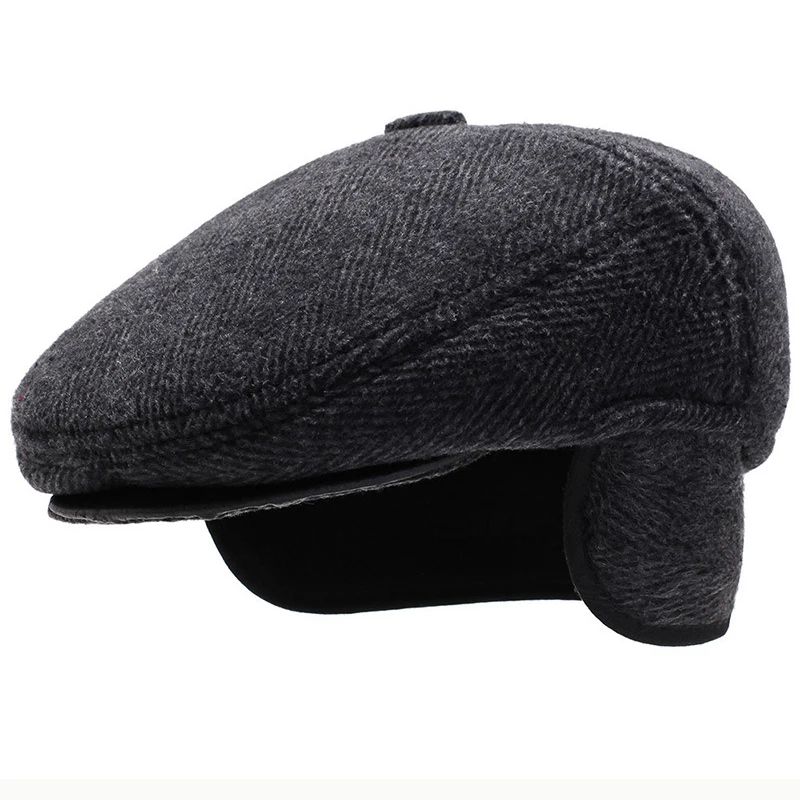 HT2630 Baret Cap Herfst Winter Baret Dikke Warme Oorklep Cap Mannen ...