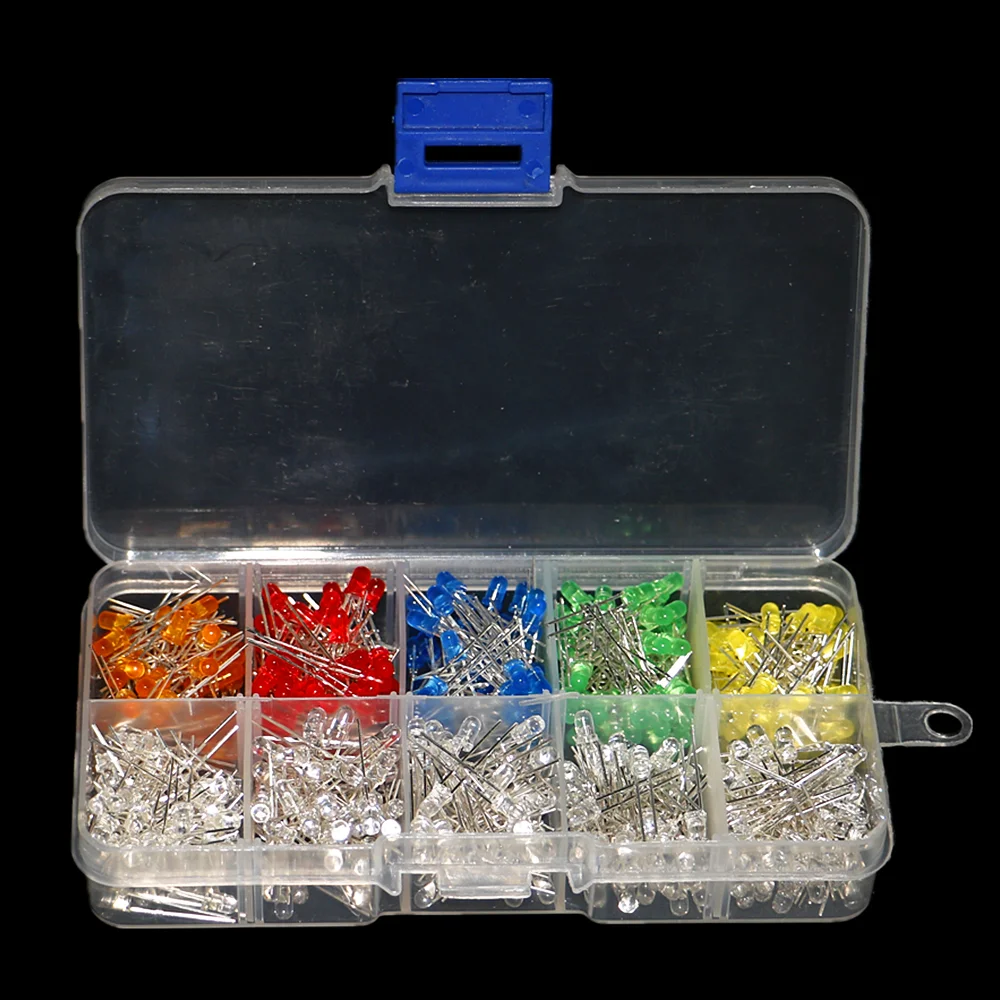 500Pcs/Box 3MM LED Diode Kit Mixed Color Red Green Yellow Blue White ...